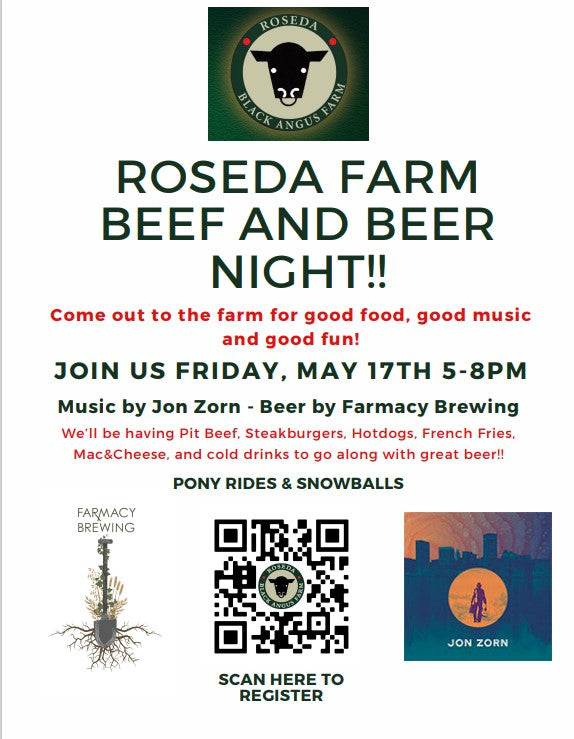 May 17th Beef and Beer Night! – Roseda Beef
